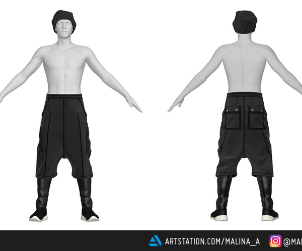 ArtStation - Men's outfit_025 with puffer jacket. Marvelous Designer ...