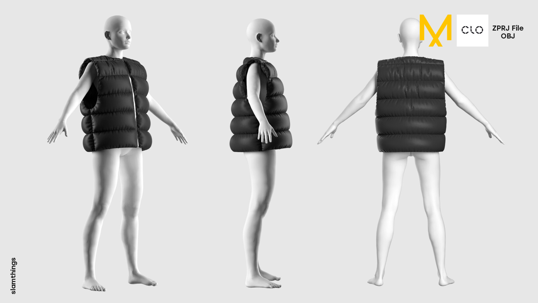 ArtStation - Streetwear Vest Waistcoat Puffer #001 - Clo 3D / Marvelous ...