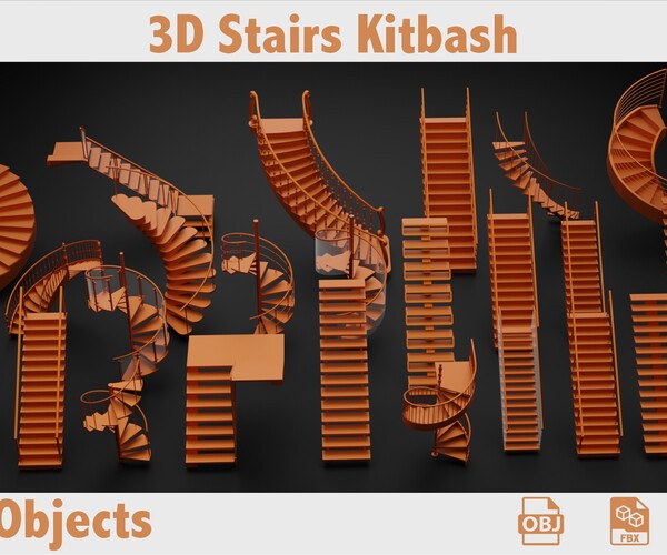 ArtStation - 3D Stairs Kitbash | Resources