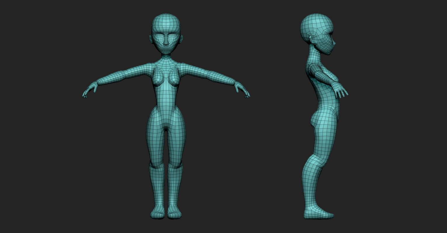 ArtStation - Cartoon female base mesh | Resources