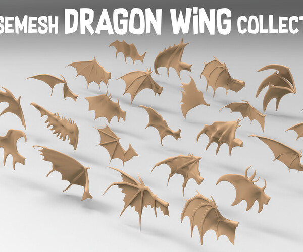 ArtStation - 25 basemesh dragon wing collection 2 | Resources