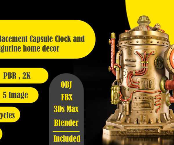 ArtStation - Time Displacement Capsule Clock and Pen Pot Figurine home ...