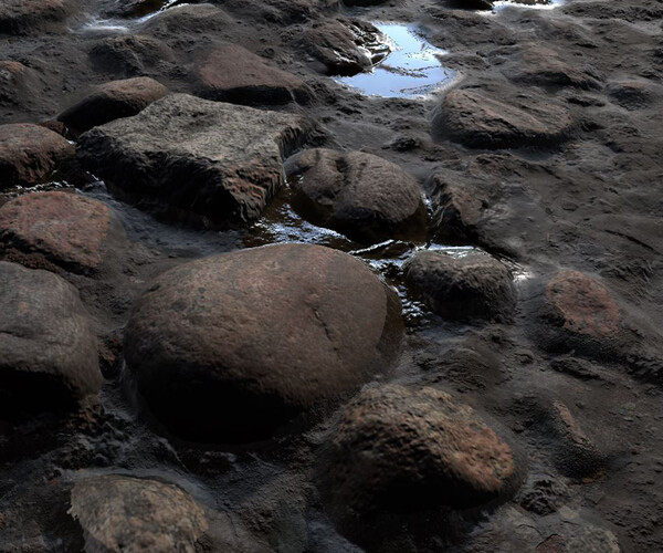 ArtStation - MATERIAL 8K MUD AND ROCKY GROUND | Game Assets