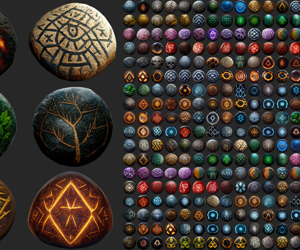 ArtStation - 324 Round Runestones Pack | Game Assets