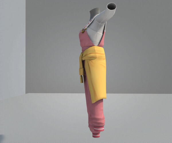 ArtStation - Pink overalls waist yellow shirt cartoon costume | Resources