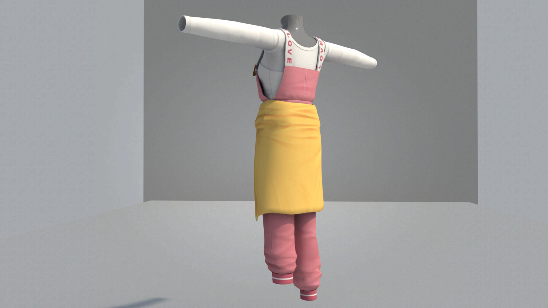 ArtStation - Pink overalls waist yellow shirt cartoon costume | Resources