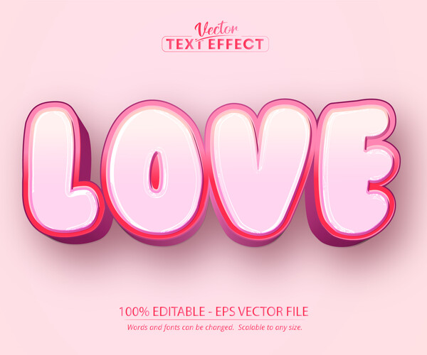 ArtStation - Love text effect, editable comic and cartoon text style ...