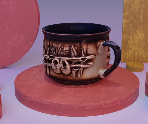 ArtStation - Ethnic clay cup 03 low-poly 3D model | Game Assets