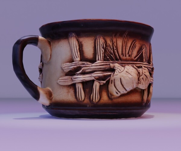 ArtStation - Ethnic clay cup 03 low-poly 3D model | Game Assets