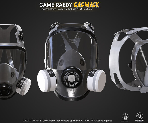 ArtStation - Low Poly Game Ready Fire Fighting Gas mask | Game Assets