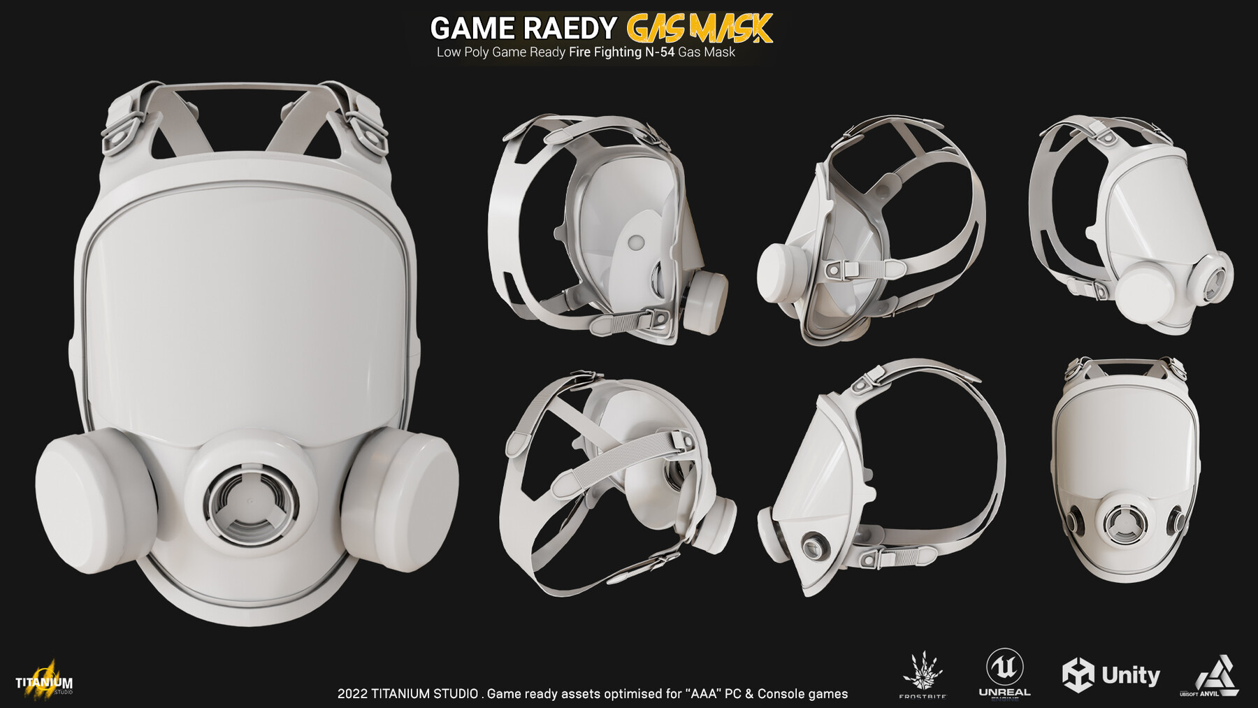 ArtStation - Low Poly Game Ready Fire Fighting Gas mask | Game Assets