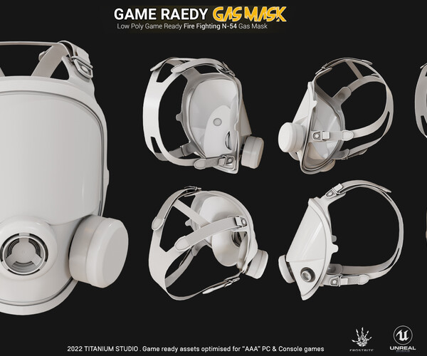 ArtStation - Low Poly Game Ready Fire Fighting Gas mask | Game Assets