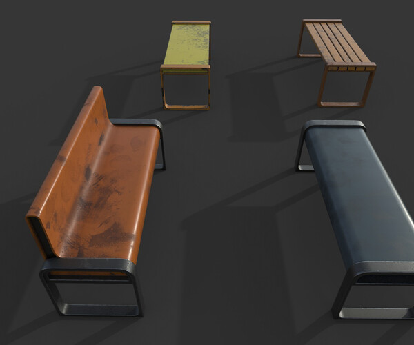 ArtStation - Benches Set | Game Assets