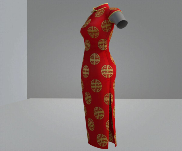 ArtStation - Festive red cheongsam | Resources