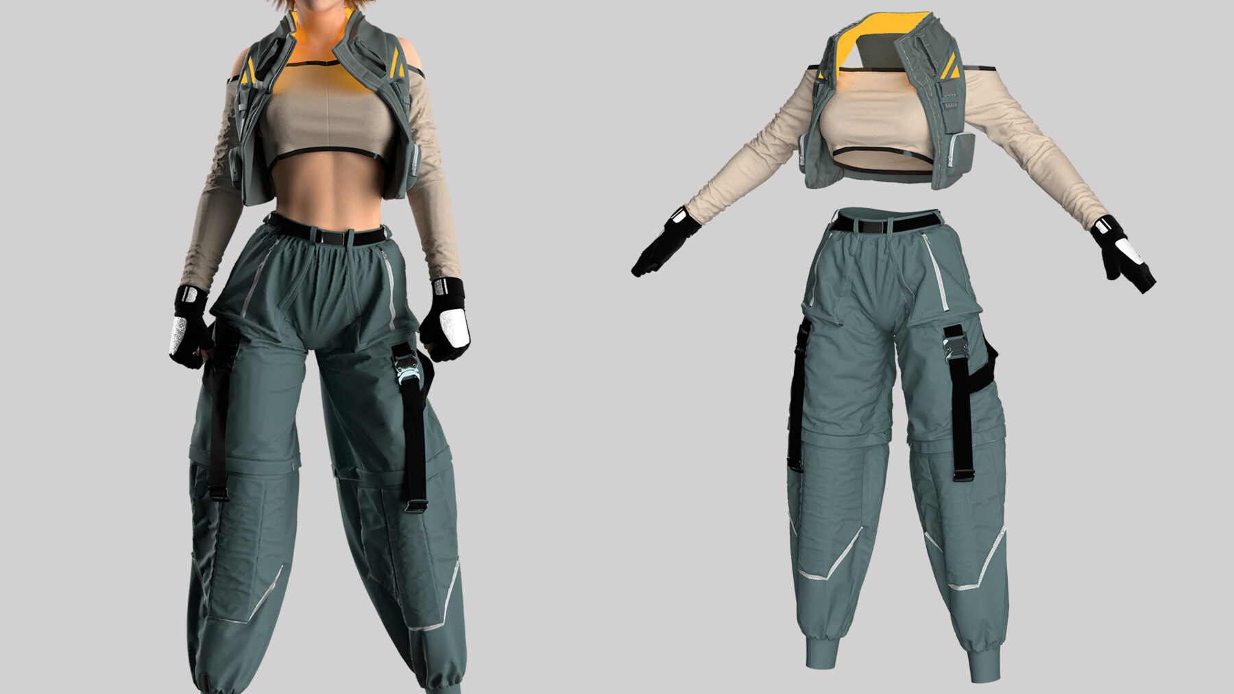ArtStation - Female TechWear#2 Marvelous Designer Project | +.obj ...