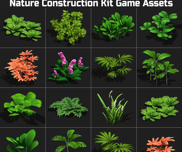 ArtStation - 75 Plant Grass Flowers Leaves Nature Construction Kit Game ...