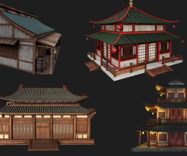 ArtStation - Asian Japanese Traditional Building Collection | Game Assets