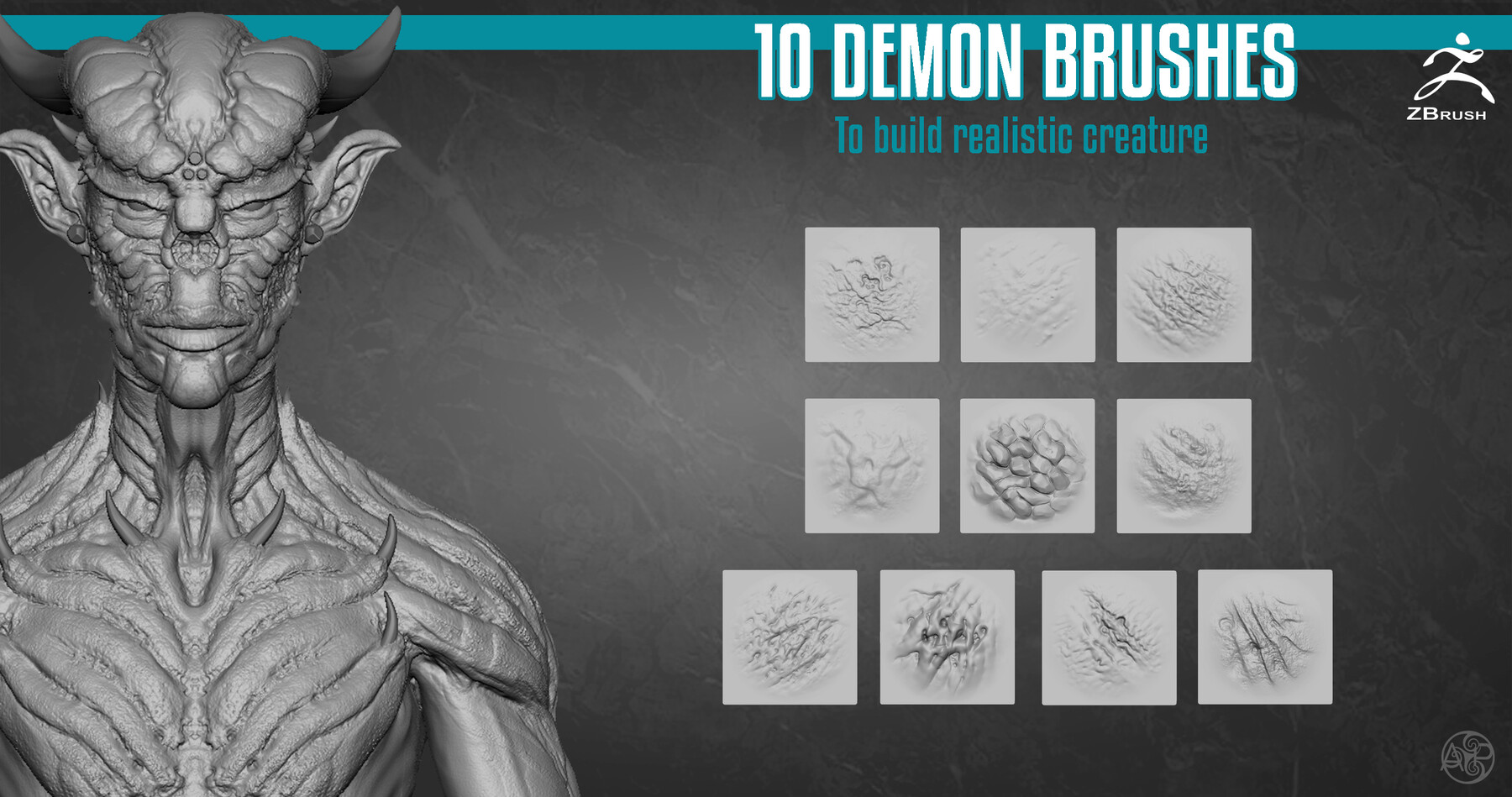 ArtStation - 10 Demon Brushes - IMM Brush (Model included) | Brushes