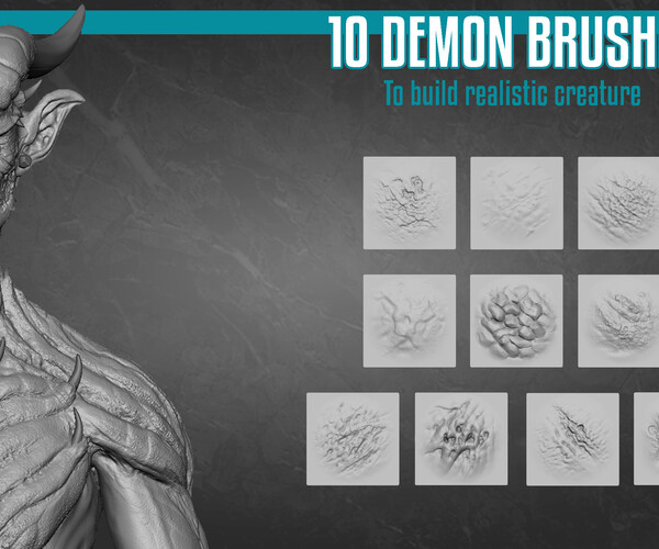 ArtStation - 10 Demon Brushes - IMM Brush (Model included) | Brushes