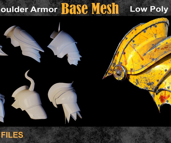 ArtStation - 110 Shoulder Armor Base Mesh BUNDLE (30% OFF) | Game Assets