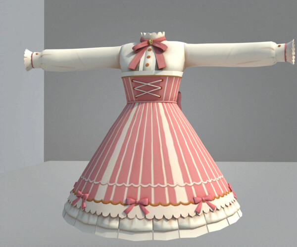 ArtStation - Pink bowknot princess dress | Resources
