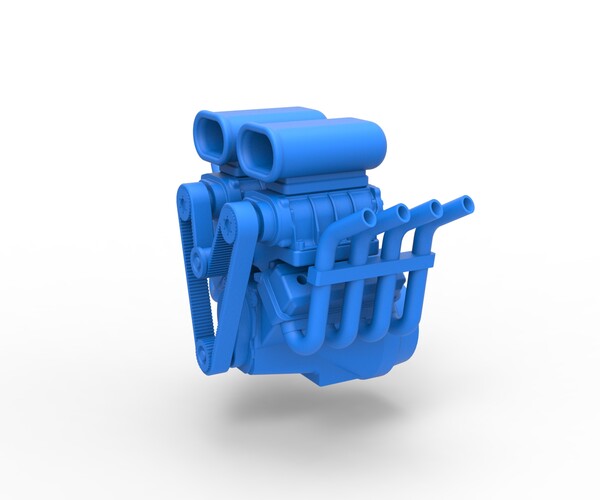 ArtStation - 3D printable Diecast engine V8 with double supercharger ...