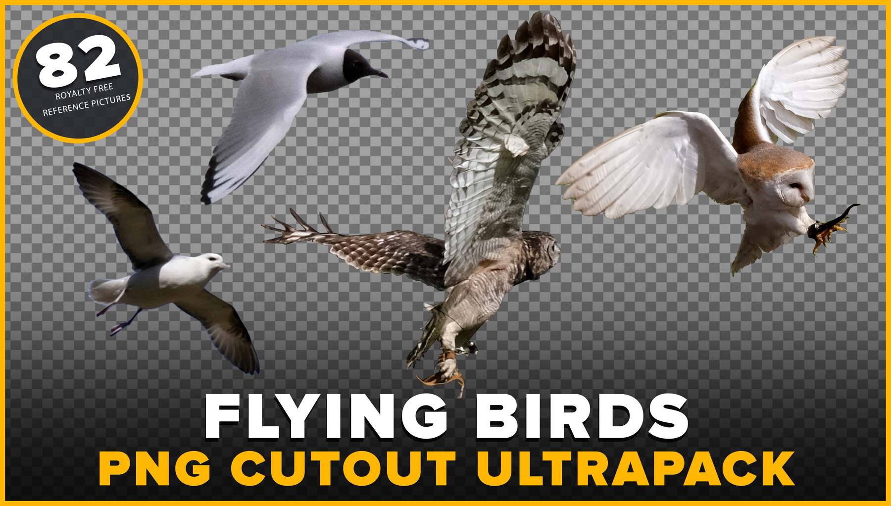 ArtStation - 82 Flying Birds Png Cutout Ultrapack - Owls, Eagle, seagull | Resources