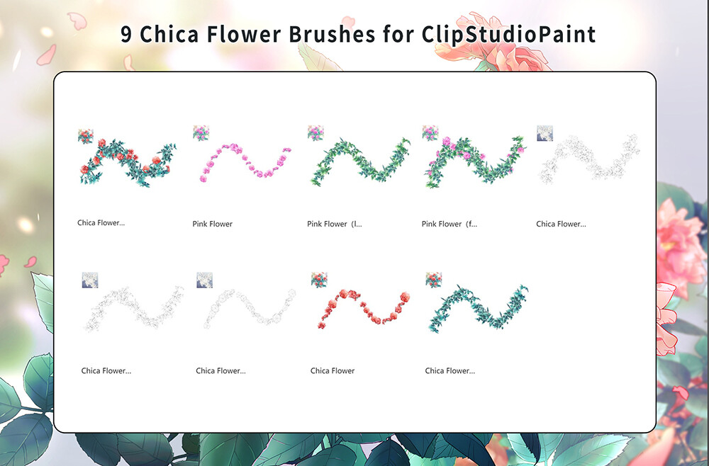 ArtStation - Chica Flower Brushes for ClipStudioPaint/36 PNG images ...