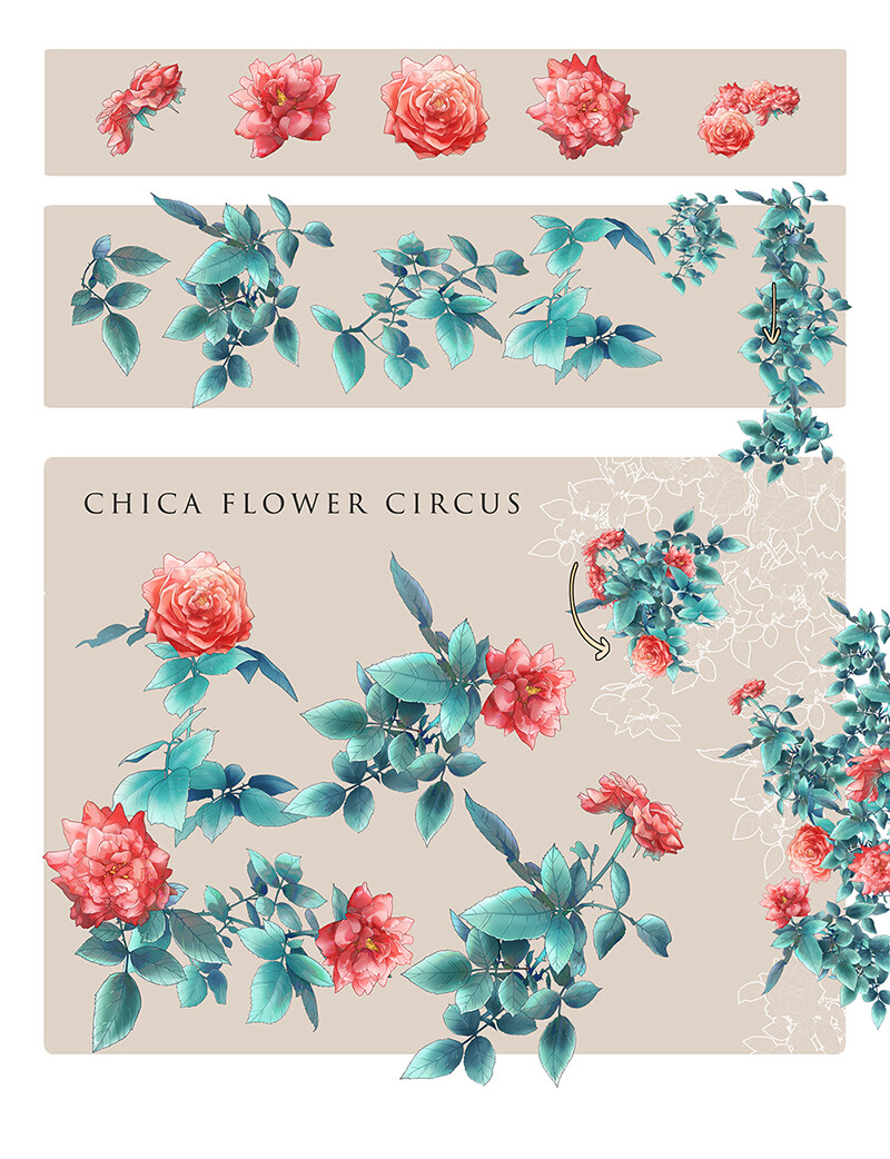 ArtStation - Chica Flower Brushes for ClipStudioPaint/36 PNG images ...