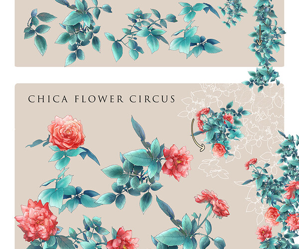 ArtStation - Chica Flower Brushes for ClipStudioPaint/36 PNG images ...