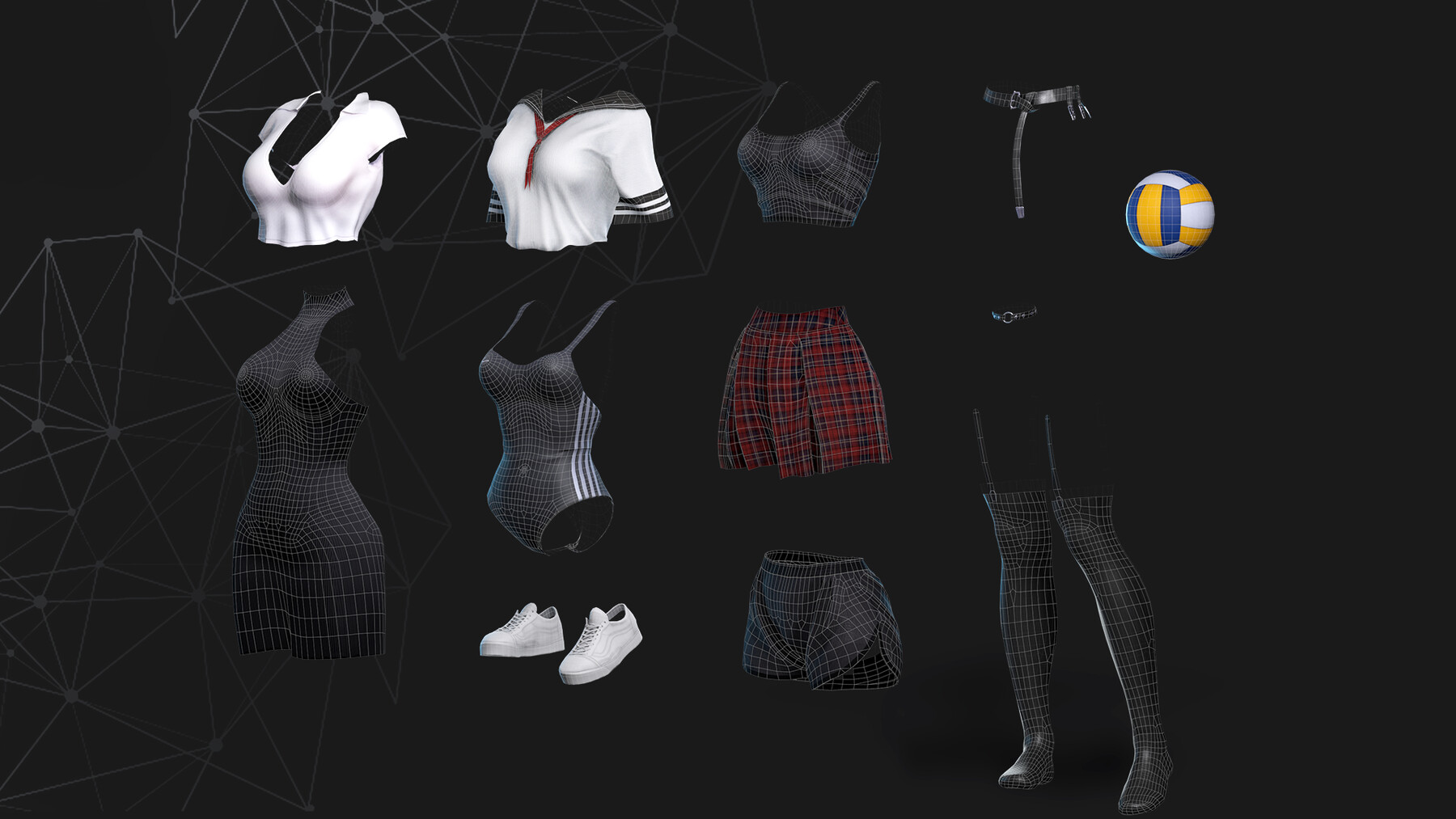 ArtStation - School Girl - Various Outfits | Game Assets