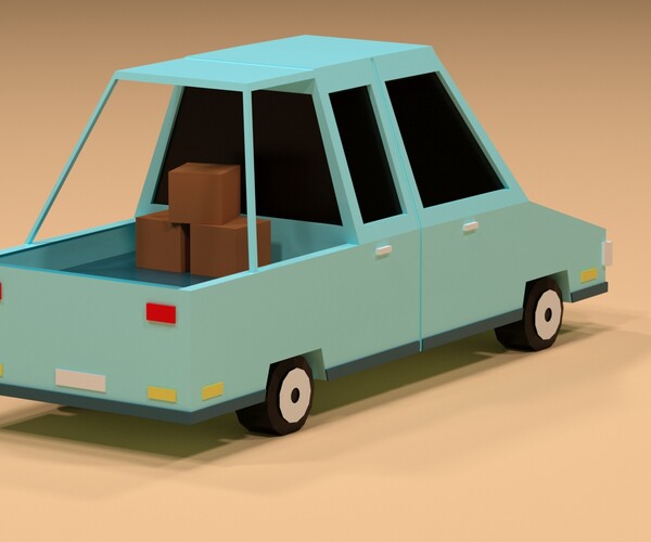ArtStation - Cartoon Low Poly Crossover blue Car Low-poly 3D model ...