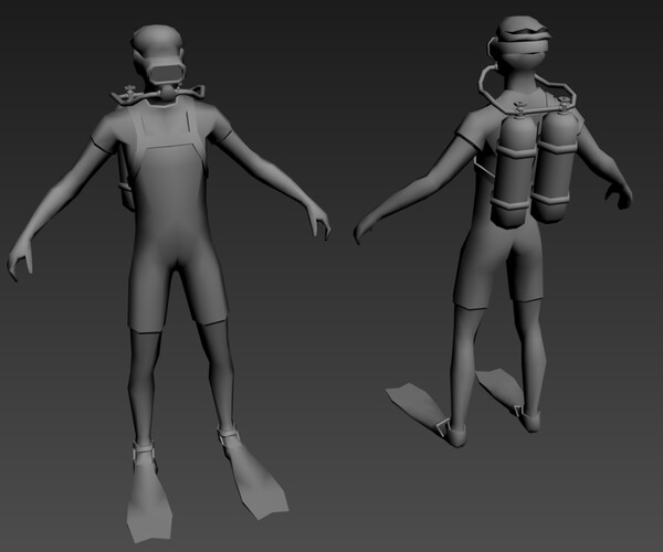 ArtStation - Diver animated Low-poly | Game Assets