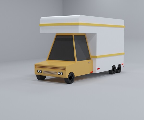 ArtStation - Cartoon Low Poly Food Truck Low-poly 3D model | Game Assets