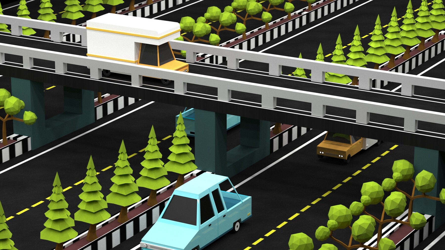 ArtStation - Cartoon Low-Poly Game level for car racing game-ready 3D ...