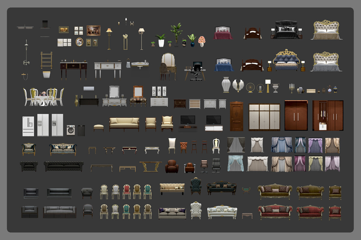 ArtStation - Lowpoly furniture objects | Game Assets