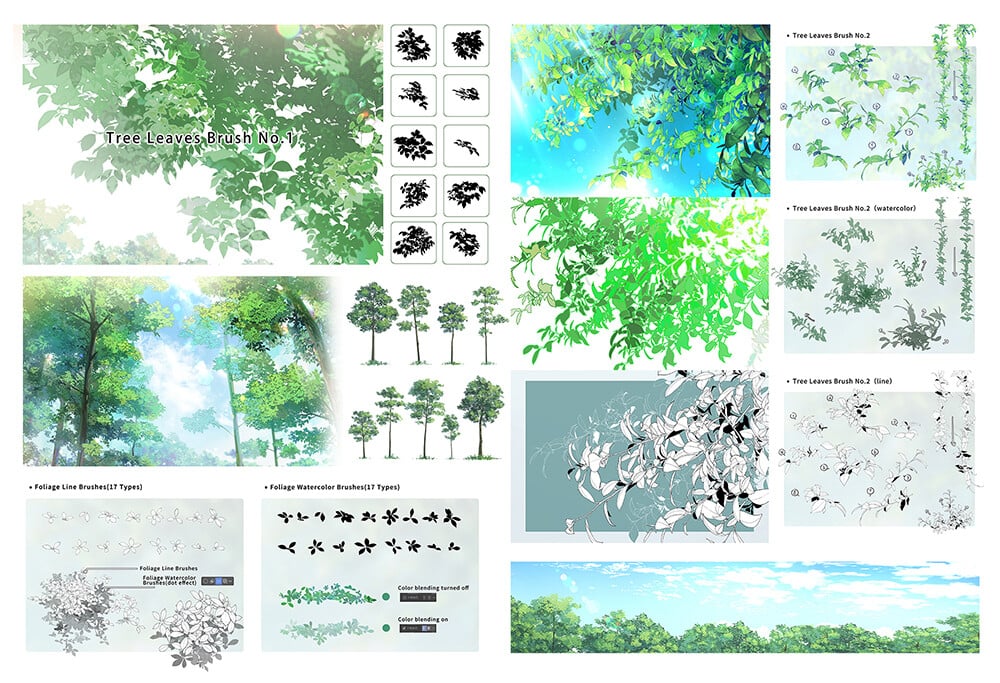 ArtStation - Plants and Trees Brush Full Set for ClipStudioPaint (27 ...