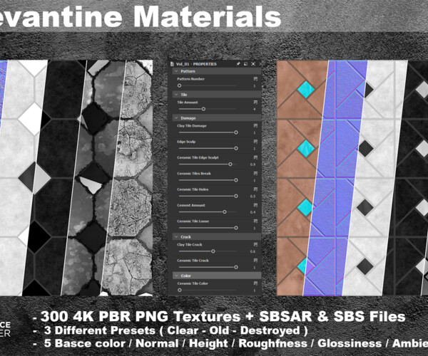 ArtStation - 30 High quality Levantine material + SBS & SBSAR files, 10 ...