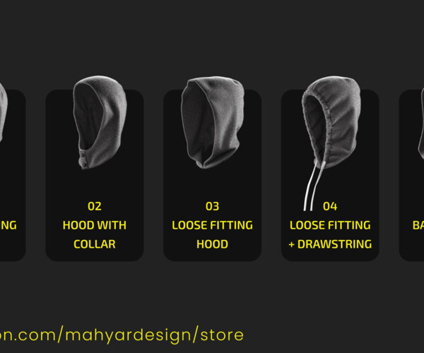 ArtStation - 10 Useful Hoods - Marvelous / Clo3D / FBX - VOL 02 | Game ...