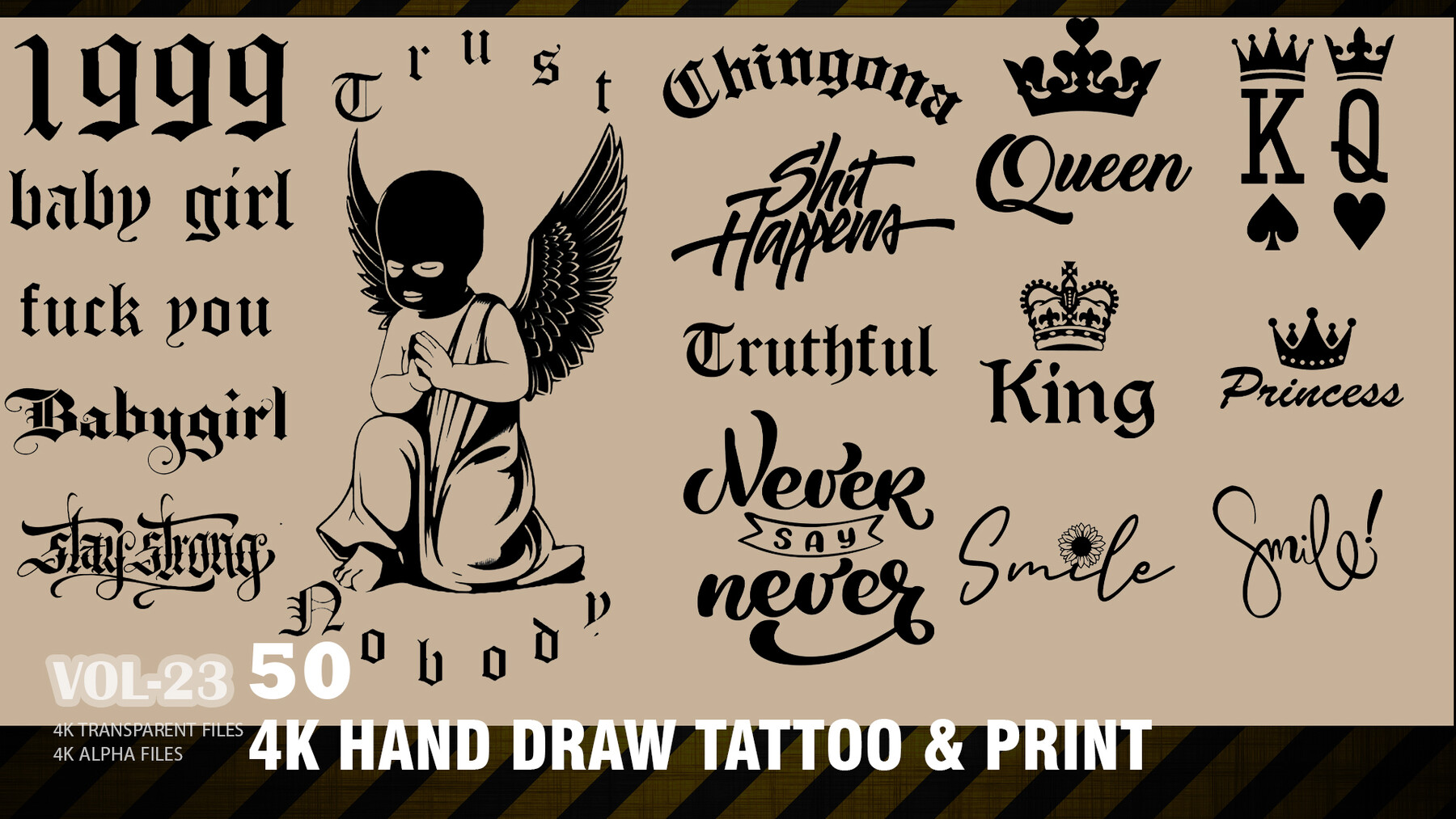 ArtStation - 50 4K HAND DRAW TATTOO AND PRINT ARTS (TEXTS) - VOL23 ...
