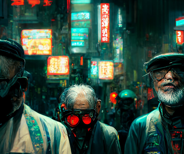 ArtStation - Cyberpunk collection, old men in tokio. | Artworks