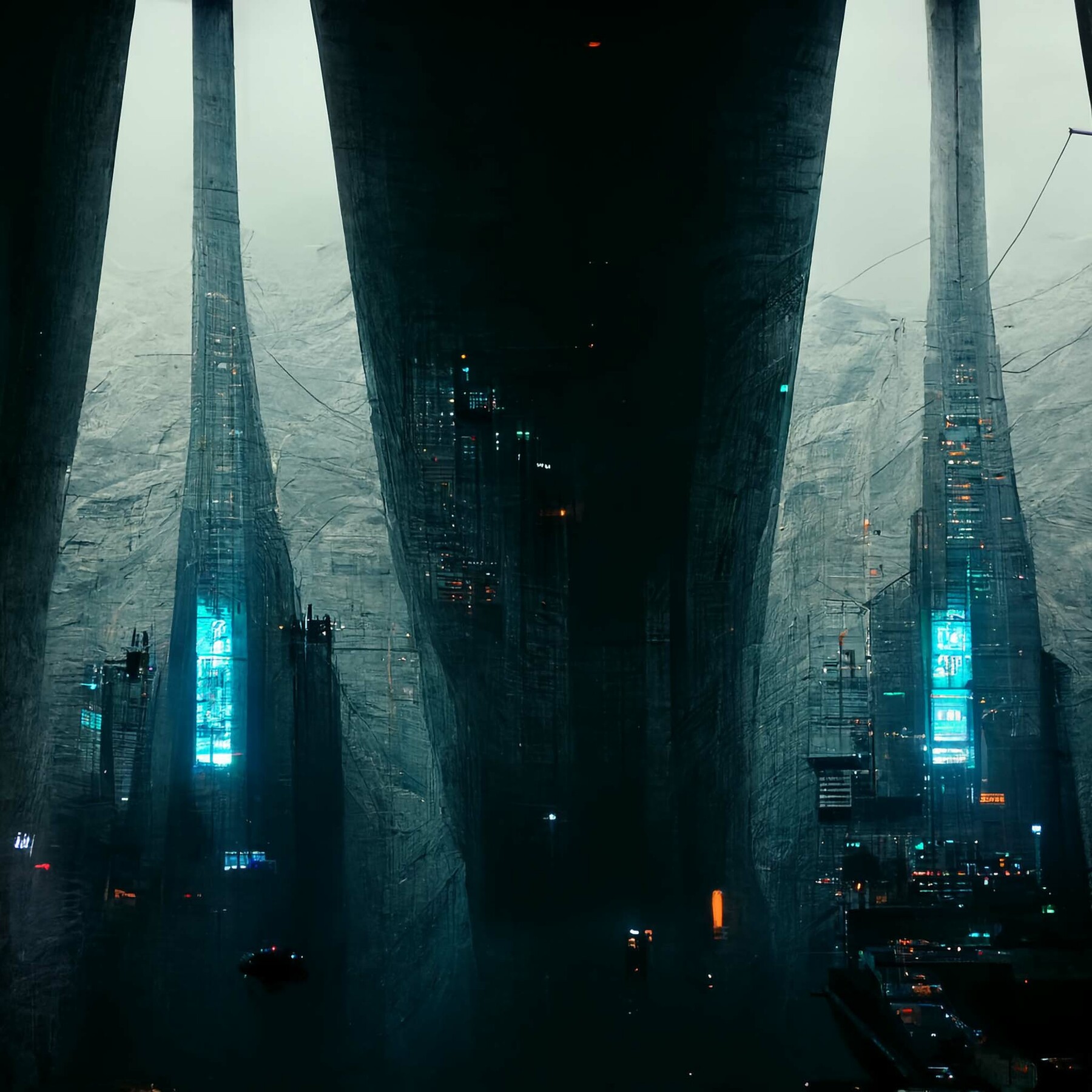 ArtStation - Futuristic Dystopian Hanging Cities | Artworks