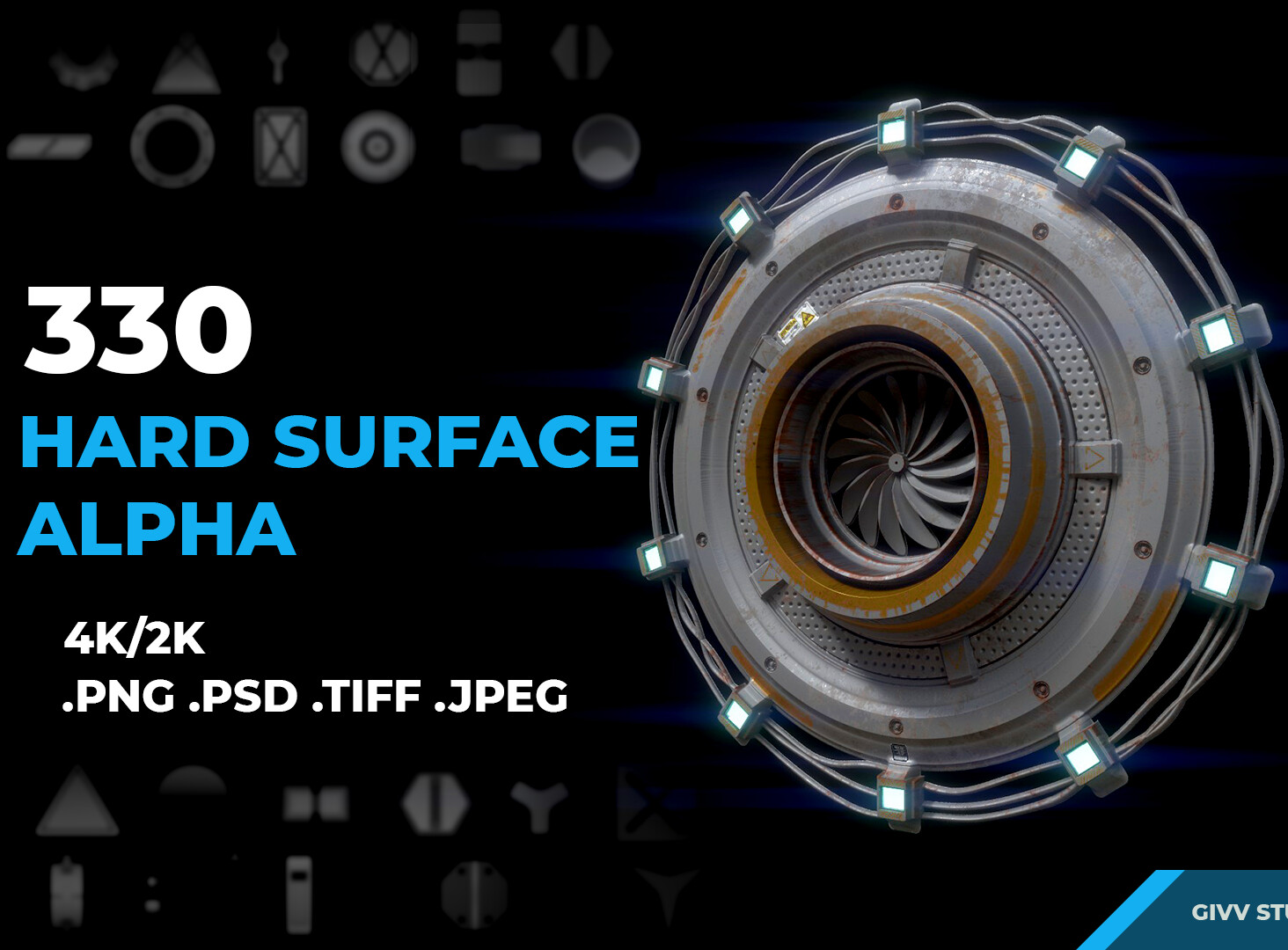 ArtStation - 330 HardSurface Brush (Heightmap/Alpha) (4k/2k) (Psd/Tif ...