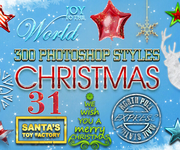 ArtStation - 300 Christmas Photoshop Styles, Layer Styles, Winter ...