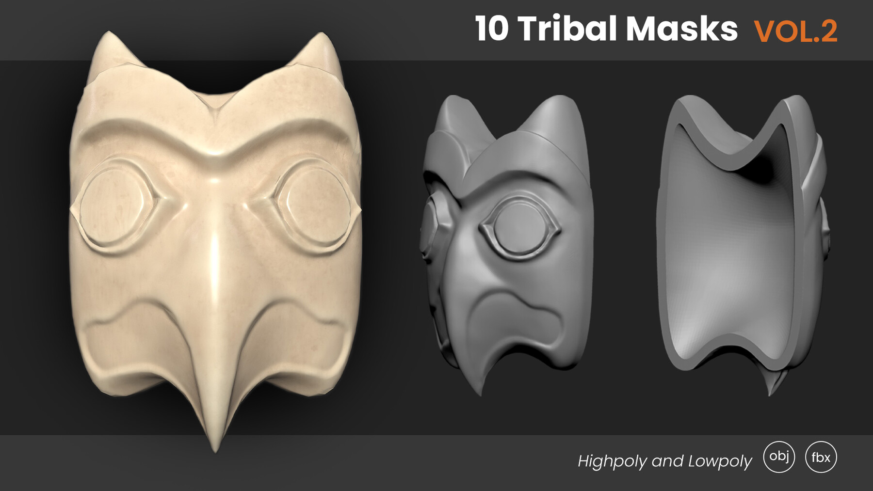 ArtStation - 10 Tribal Masks (Highpoly and Lowpoly) Vol. 02 | Resources
