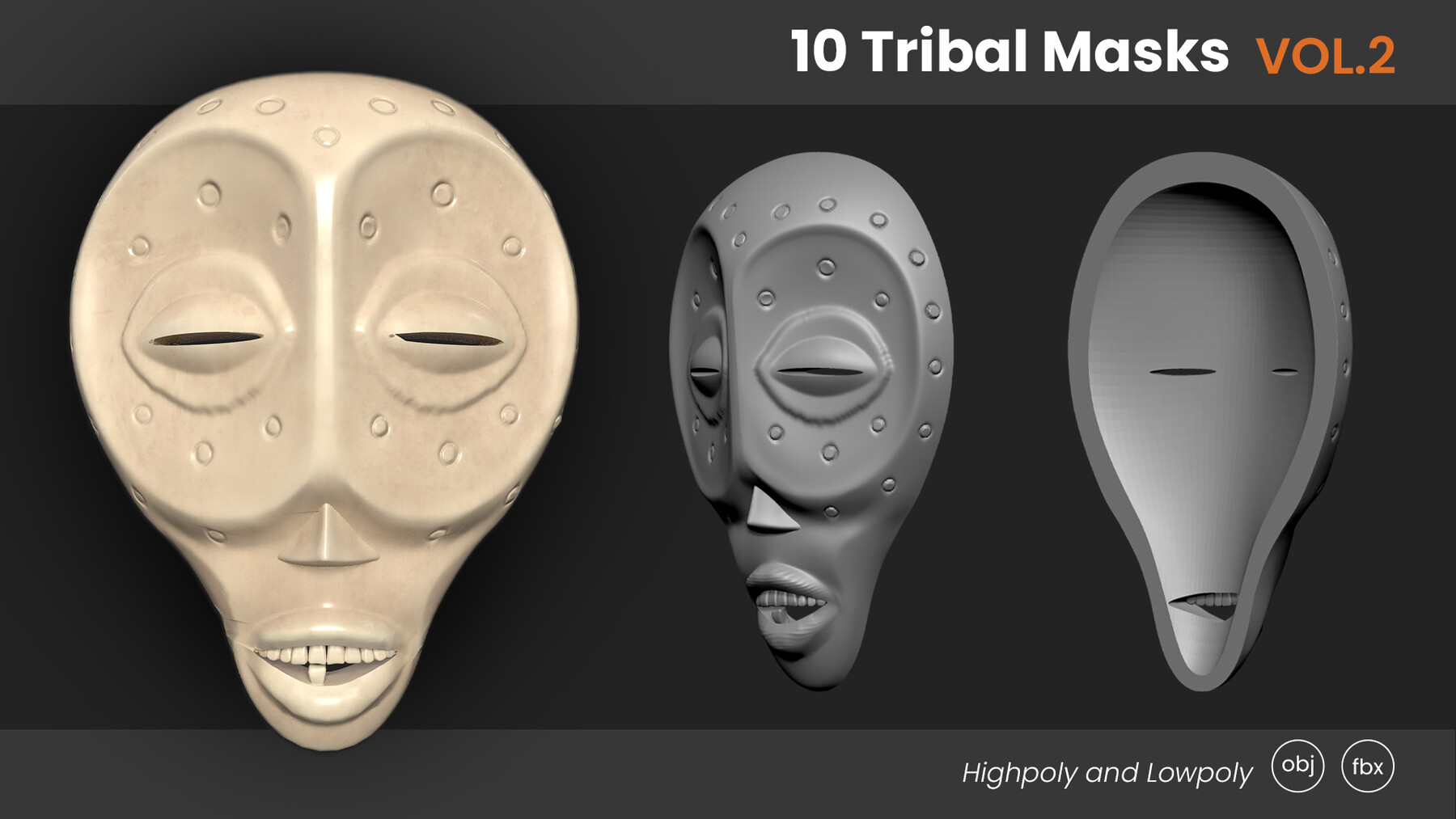 ArtStation - 10 Tribal Masks (Highpoly and Lowpoly) Vol. 02 | Resources