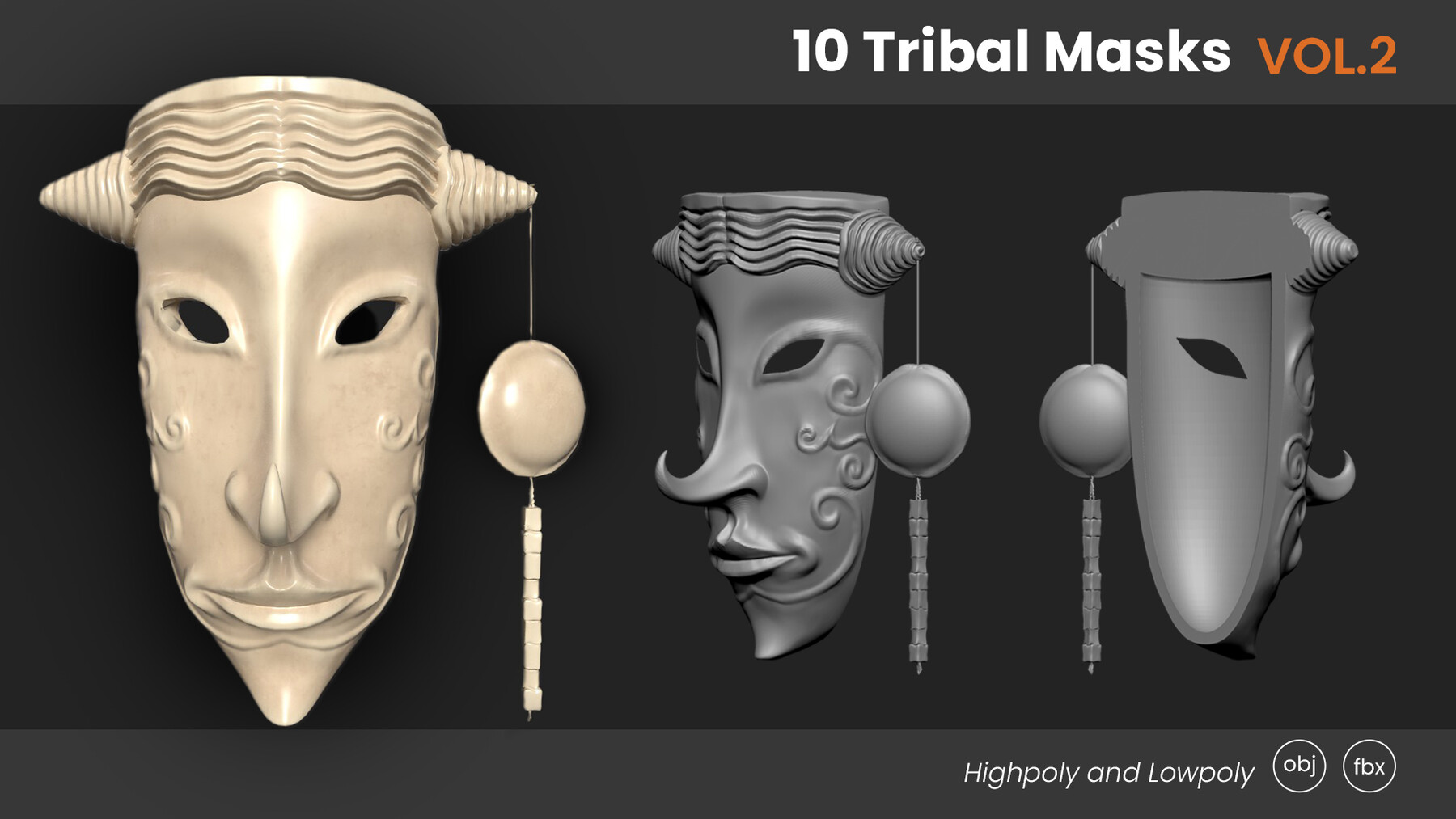ArtStation - 10 Tribal Masks (Highpoly and Lowpoly) Vol. 02 | Resources