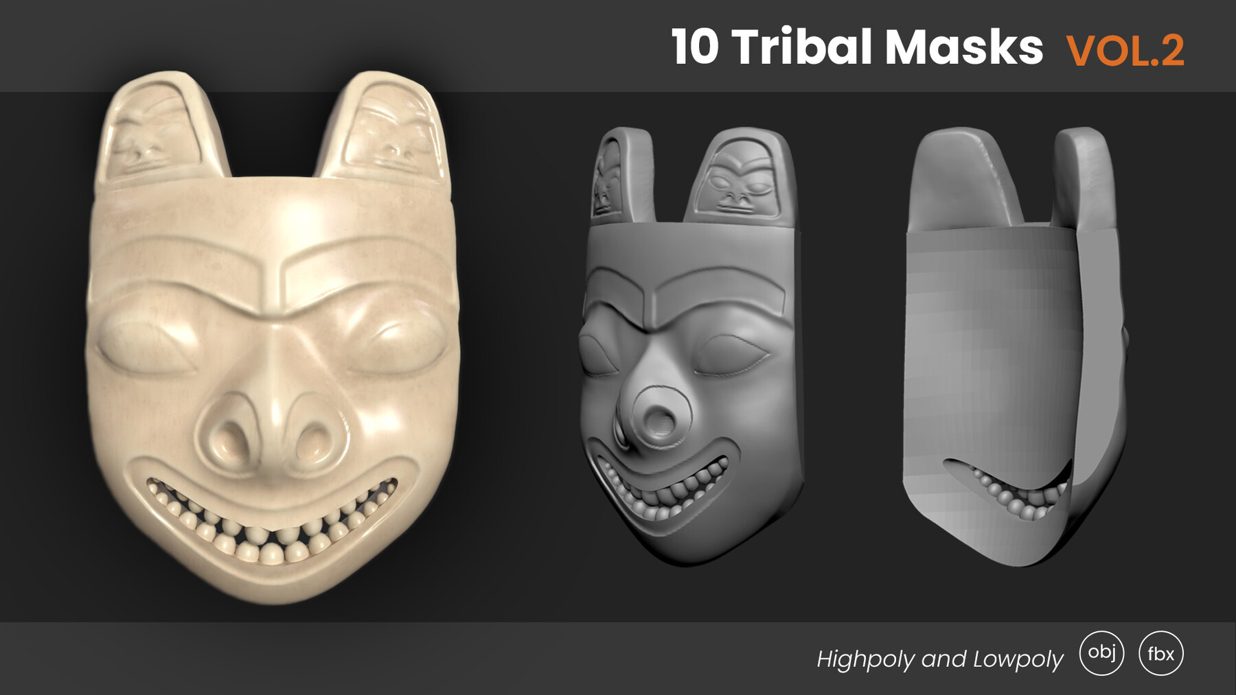 ArtStation - 10 Tribal Masks (Highpoly and Lowpoly) Vol. 02 | Resources