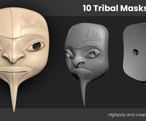 ArtStation - 10 Tribal Masks (Highpoly and Lowpoly) Vol. 02 | Resources