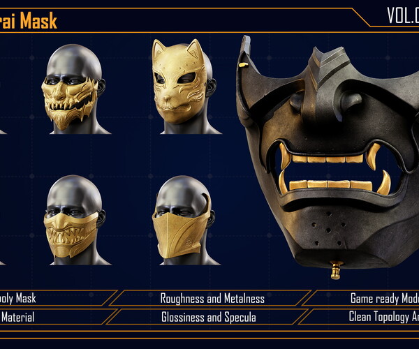 ArtStation - Samurai Mask vol 2 | Game Assets